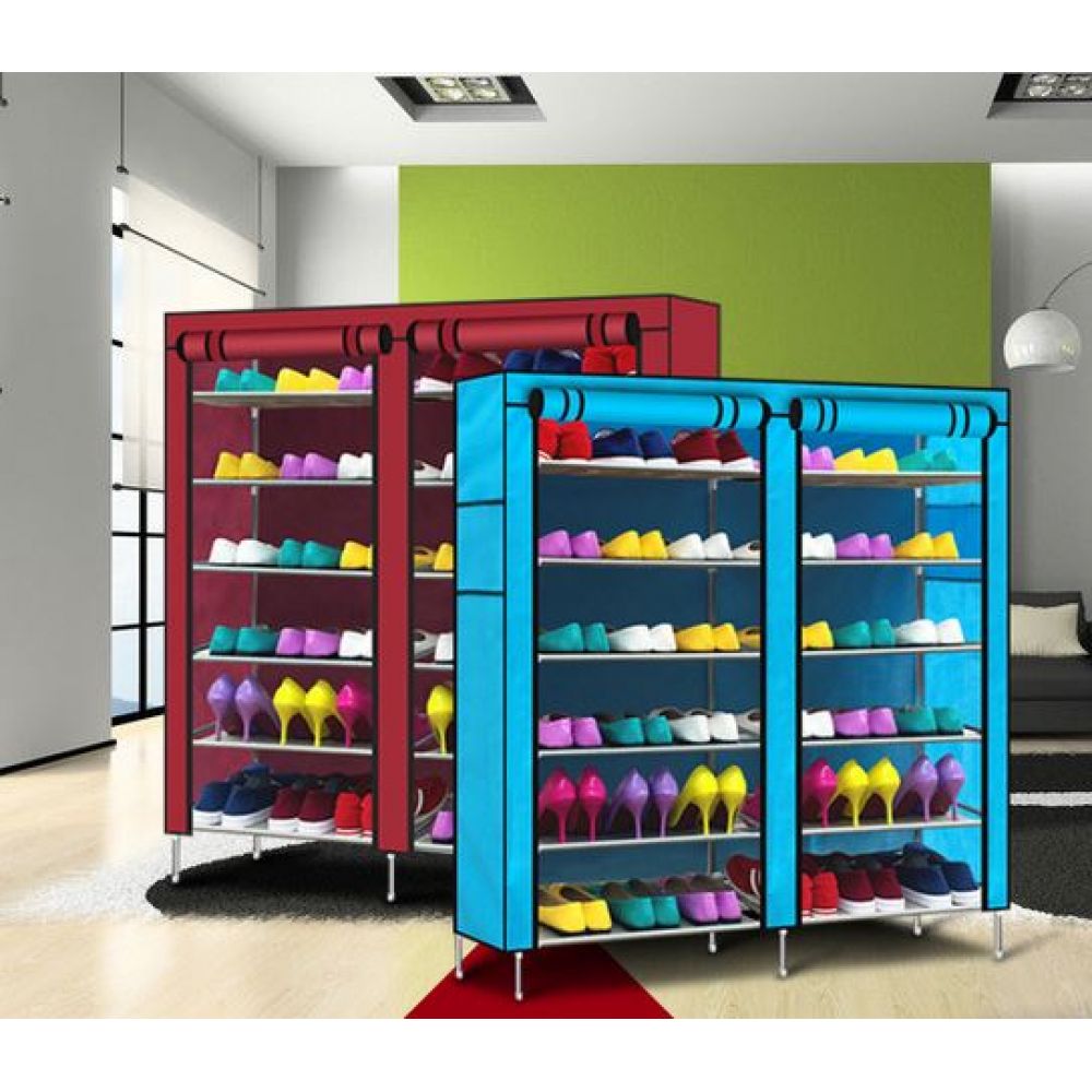 1 Double Door Shoe Rack 12 Layers With Zipped Doors Covered Shoe Rack ...